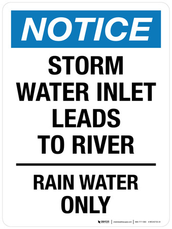 Notice: Storm Water Inlet Leads To River Rain Water Only Portrait ...
