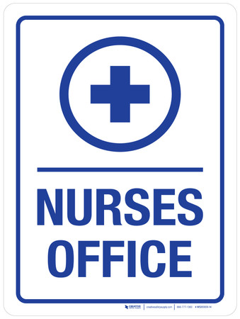 Nurses Office Blue with Icon Portrait - Wall Sign