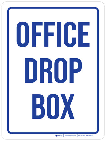 Office Drop Box Blue Portrait - Wall Sign