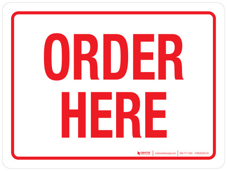 Order Here Red Landscape - Wall Sign