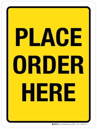Place Order Here Yellow Portrait - Wall Sign