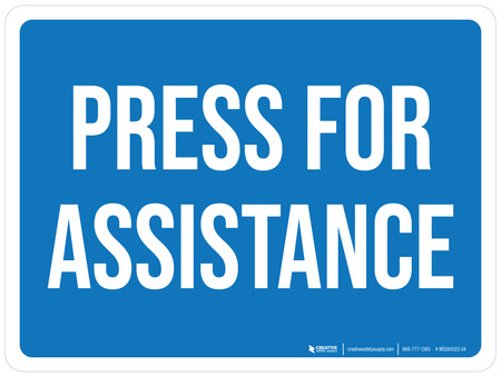 Press For Assistance Blue Landscape - Wall Sign