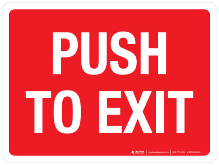 Push To Exit Red Landscape - Wall Sign