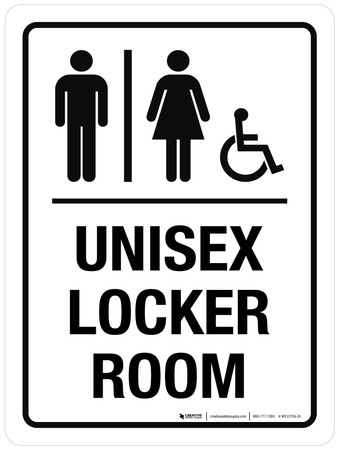 Unisex Locker Room (Gender/Wheelchair Icon) Portrait - Wall Sign