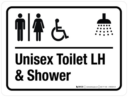 Unisex Toilet LH & Shower Landscape - Wall Sign