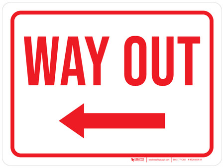 Way Out (Left Arrow) Landscape - Wall Sign
