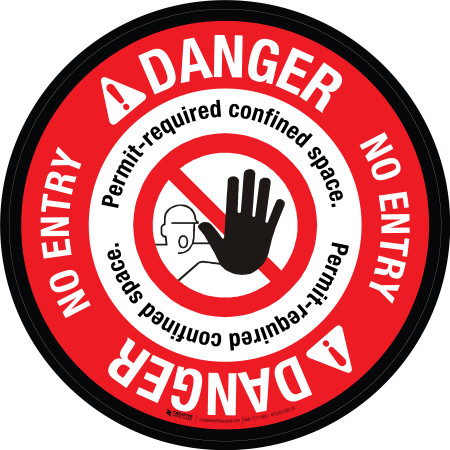 Danger: No Entry Permit-required Confined Space with Icon Circular ...