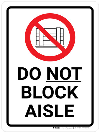 Do Not Block Aisle with Pallet Icon Portrait - Wall Sign