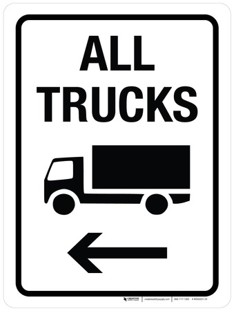 All Trucks with Left Arrow Portrait - Wall Sign