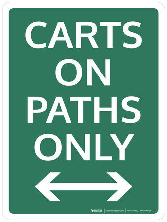 Carts on Path Only (with Arrows) Portrait - Wall Sign