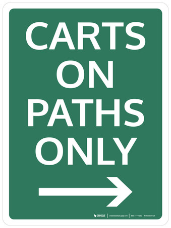 Carts on Path Only (with Right Arrow) Portrait - Wall Sign