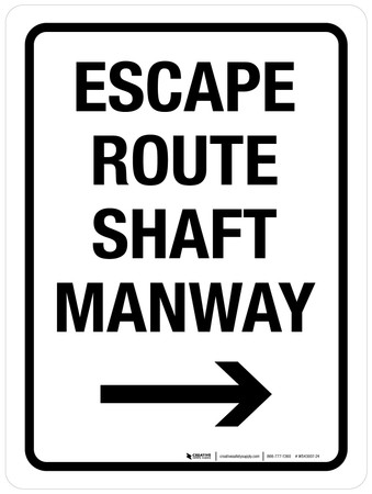 Escape Route Shaft Manway with Right Arrow Portrait - Wall Sign ...
