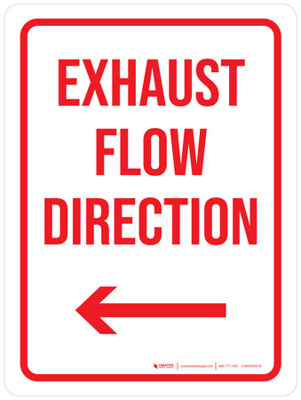 Exhaust Flow Direction with Right Arrow Portrait - Wall Sign