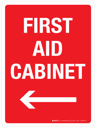First Aid Cabinet (with Left Arrow) Portrait - Wall Sign | Creative ...