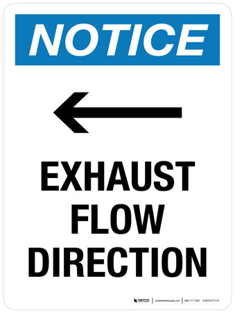 Notice: Exhaust Flow Direction (with Right Arrow) Portrait - Wall Sign ...