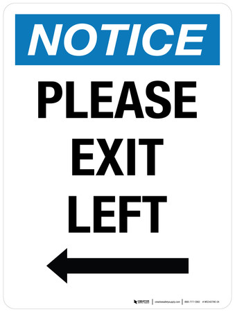 Notice: Please Exit Right Portrait - Wall Sign