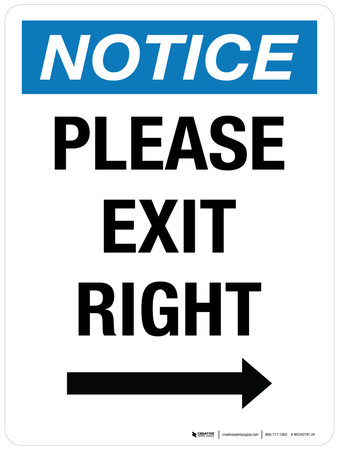 Notice: Please Use Main Entrace (with Left Arrow) Portrait - Wall Sign