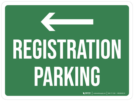 Registration Parking (with Left Arrow) Landscape - Wall Sign | Creative ...