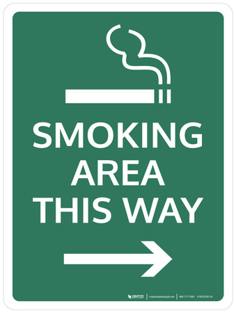 Smoking Area This Way (with Right Arrow) Portrait - Wall Sign ...