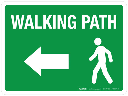 Walking Path (with Left Arrow) Green Landscape - Wall Sign