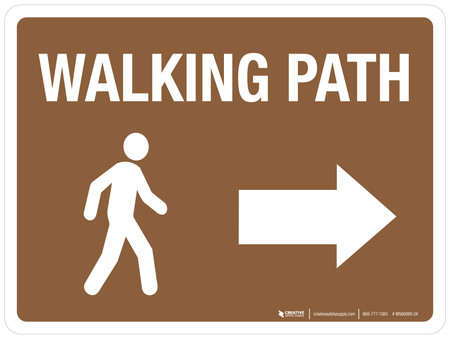 Walking Path (with Right Arrow) Brown Landscape - Wall Sign