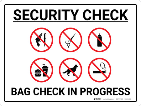 Security Check - Bag Check in Progress Landscape - Wall Sign