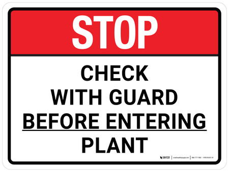 STOP: Check with Guard Before Entering Plant Landscape - Wall Sign ...