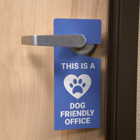 This is a Dog Friendly Office with Icon - Door Hanger