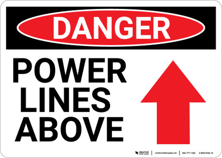 Danger: Power Lines Above - Wall Sign