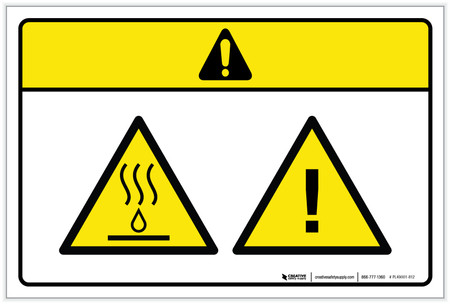Caution: Burn Hazard Hot Steam (Wordless ISO/ANSI) - Label | Creative ...