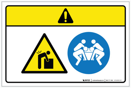 Caution: Lift Hazard Four People Lift (Wordless ISO/ANSI) - Label