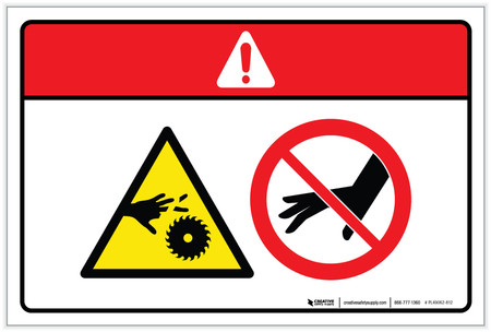 Danger: Cutting Fingers or Hand by Rotating Blade Hazard (Wordless ISO ...