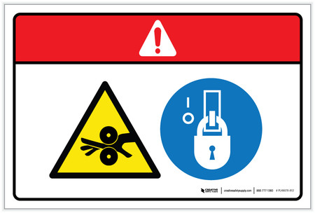 Danger: Entanglement Hazard Pinch Point Lockout Tagout (Wordless ISO ...