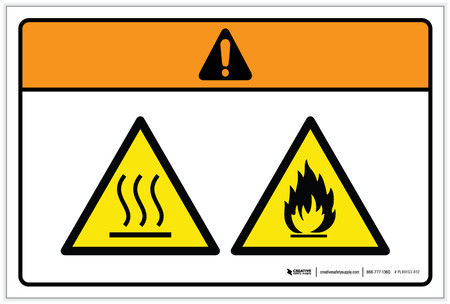 Warning: Burn Hazard (Wordless ISO/ANSI) - Label