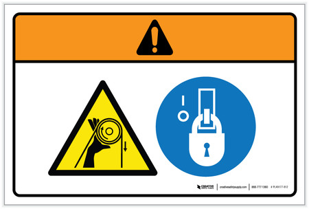 Warning: Entanglement Hazard Lockout Tagout (Wordless ISO/ANSI) - Label ...