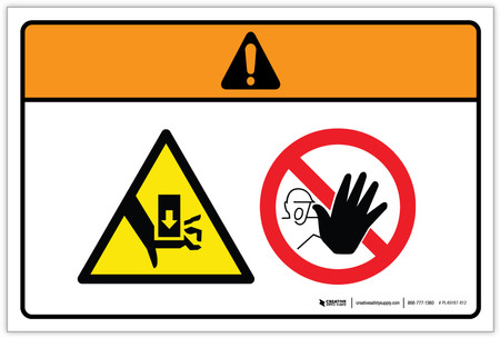 Warning: Hand Crush Force Stay Clear (Wordless ISO/ANSI) - Label ...