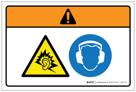 Warning: Noise Hazard (Wordless ISO/ANSI) - Label