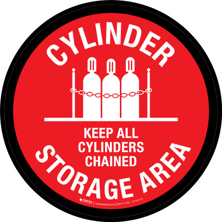 Cylinder Storage Area: Keep All Cylinders Chained Circular - Floor Sign