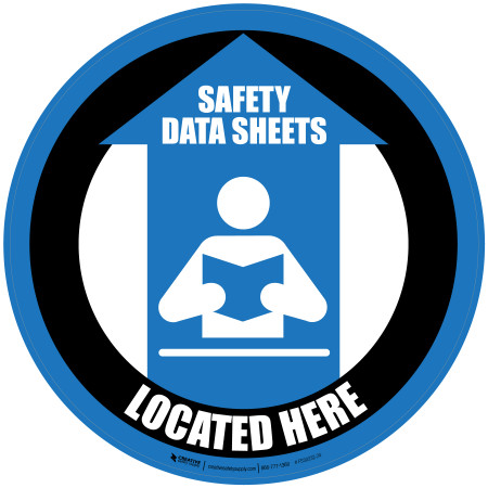 Safety Data Sheets Located Here (Blue) Circular - Floor Sign | Creative ...