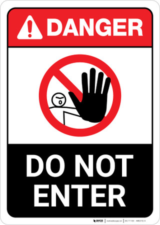 Danger: Do Not Enter Portrait with Icon ANSI - Wall Sign | Creative ...