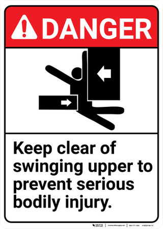 Danger: Keep Clear Of Swinging Upper ANSI - Wall Sign | Creative Safety ...