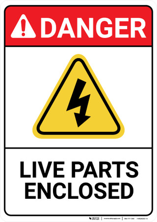 Danger: Live Parts Enclosed with Graphic ANSI - Wall Sign