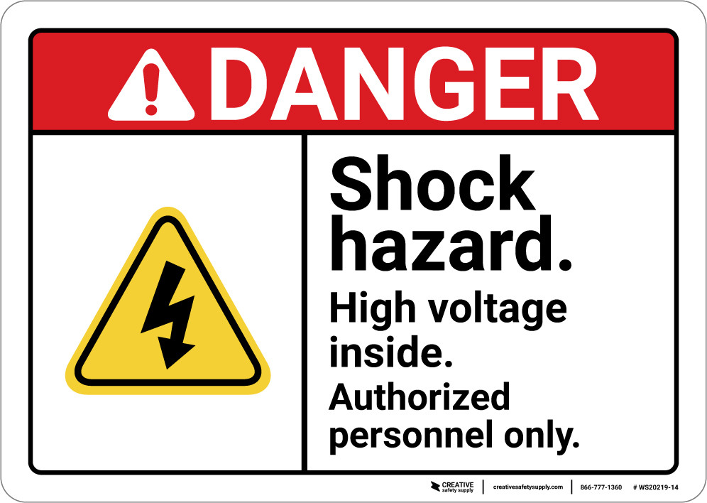 High Voltage Electrical Shock Hazard With Symbol Sign