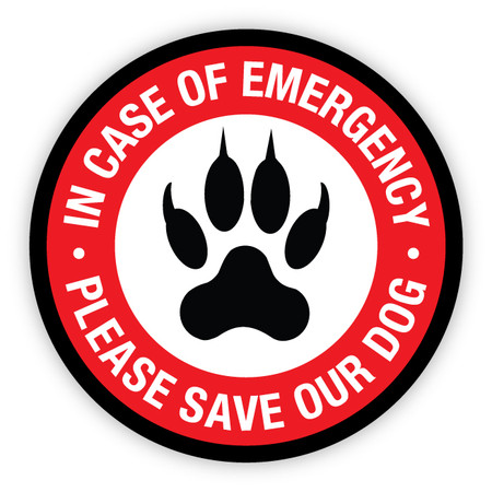 In Case of Fire - Please Save Our Dog (Paw Print) - Circular Label ...