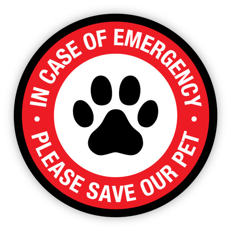In Case of Fire - Please Save Our Pet (Paw Print) - Circular Label ...