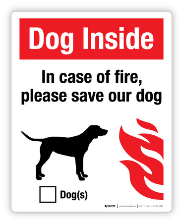 Dog Inside - In Case of Fire, Please Save Our Dog (Indicate # of Pets ...