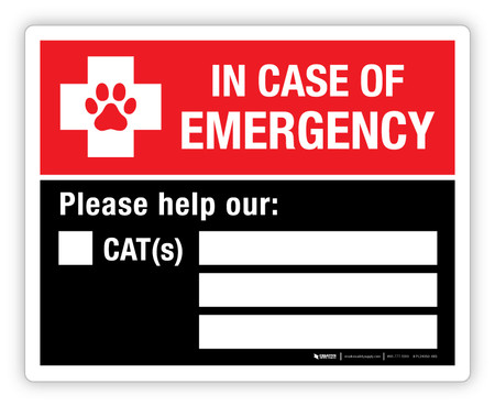 In Case of Emergency Please Help Our (# of Cats and Names) - Label