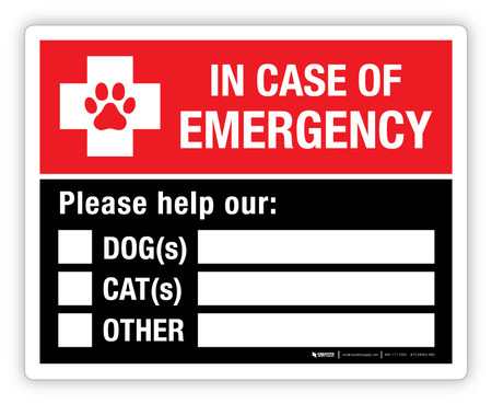 In Case of Emergency Please Help Our (# of Dogs, Cats, Other Pets) - Label