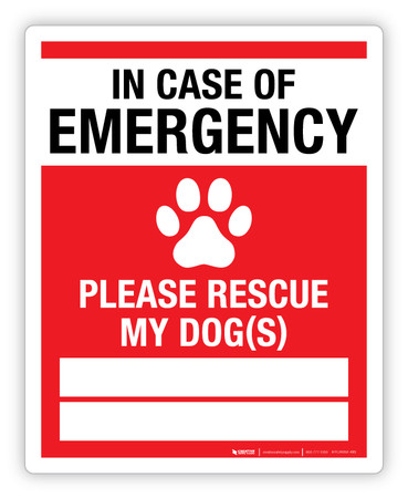 In Case of Emergency Please Rescue My Dog(s) - Label