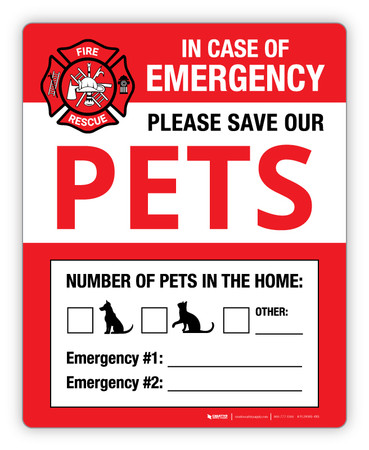 In Case of Emergency Please Save Our Pets - Number Pets in the Home ...